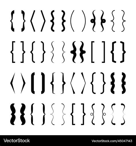 Text Brackets Collection Black Quotation Box Vector Image