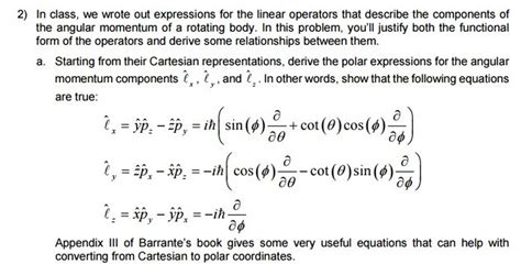 Solved In Class We Wrote Out Expressions For The Linear Chegg