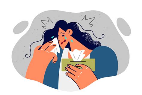 우는 여자는 종이 타월로 눈물을 닦고 난치병에 대해 알게 된 후 고통받습니다 개념에 대한 스톡 벡터 아트 및 기타 이미지 개념 개념과 주제 걱정하는 Istock