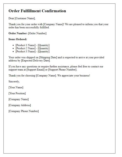 Letter Template For Product Order Completion Confirmation Free Samples In Pdf Letterin