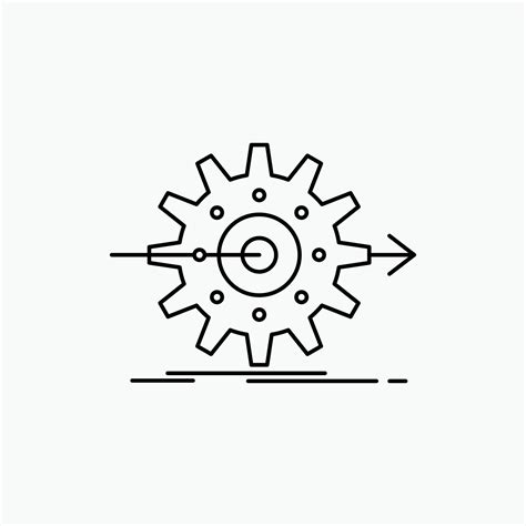 Performance Progress Work Setting Gear Line Icon Vector Isolated