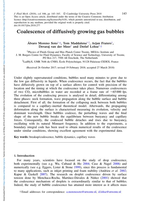 Pdf Video Diffusively Growing Gas Bubble Coalescence