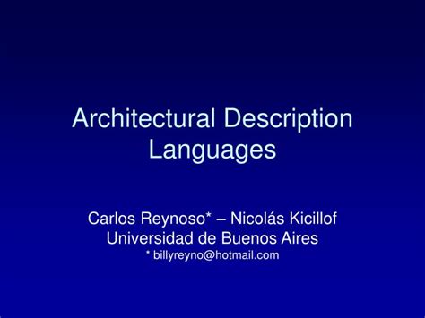 Ppt Architectural Description Languages Powerpoint Presentation Free