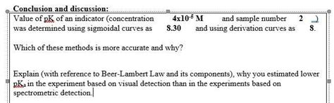 We Determined Two Ph Values In The Question It Says