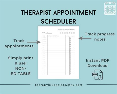 Therapy Appointment Scheduler Pdf Daily Hourly Session Planner