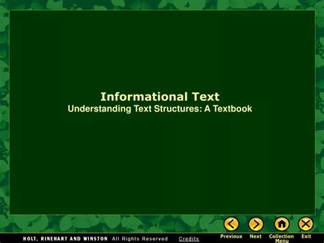 Ppt Informational Text Understanding Text Structures A Textbook