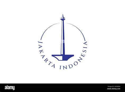 Simple Minimalist Logo Of Monumen Nasional Or Monas At Jakarta