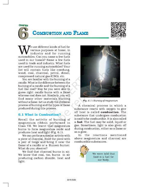 Cbse Class 8 Ncert Science Book Combustion Ombustion And And Flame Chapter 6
