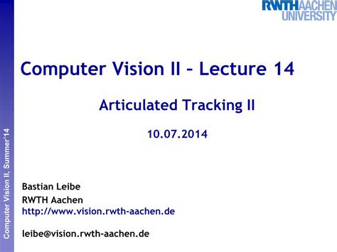 Pdf Computer Vision Ii Lecture 14 · Poses Recorded With Mocap Used
