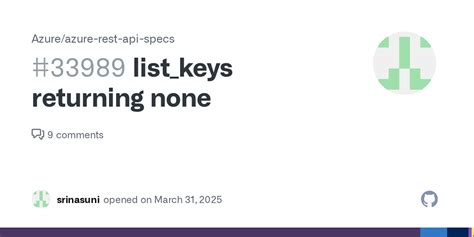 Listkeys Returning None · Issue 33989 · Azureazure Rest Api Specs · Github