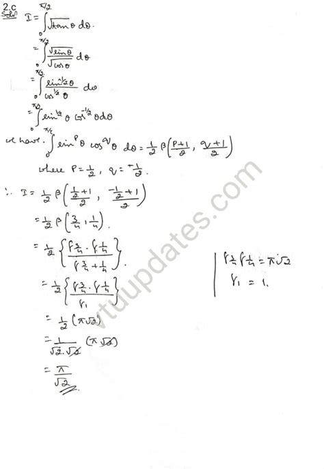 Using Beta And Gamma Functions Evaluate ∫𝛑 2 To 0 √tan 𝜃 D𝜃