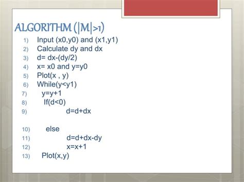 Mid Point Line Algorithm Computer Graphics Pptx Computing