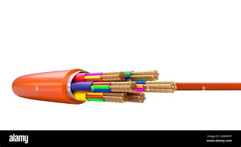 Internal Structure Electrical Cable Exposed Copper Wires 3d Stock
