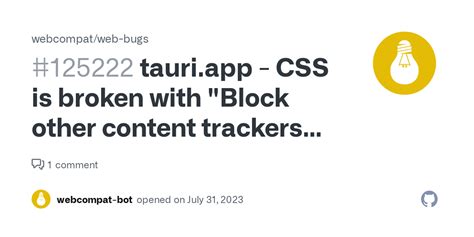 Tauriapp Css Is Broken With Block Other Content Trackers Option