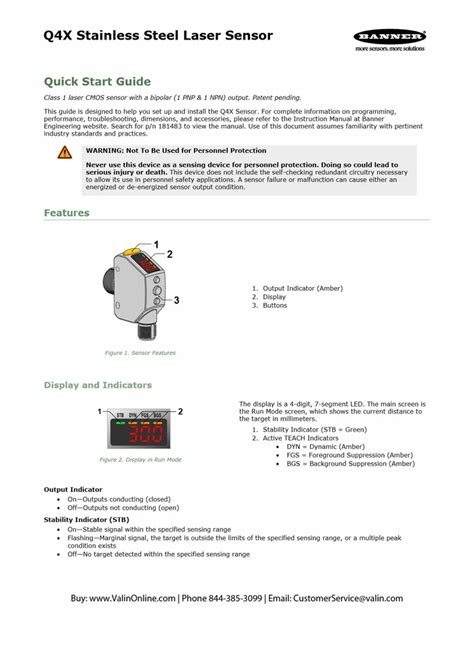 Banner Q4x Series Laser Distance Sensor 25 600mm Range Pnp Npn Analog Io Link Ip69k At