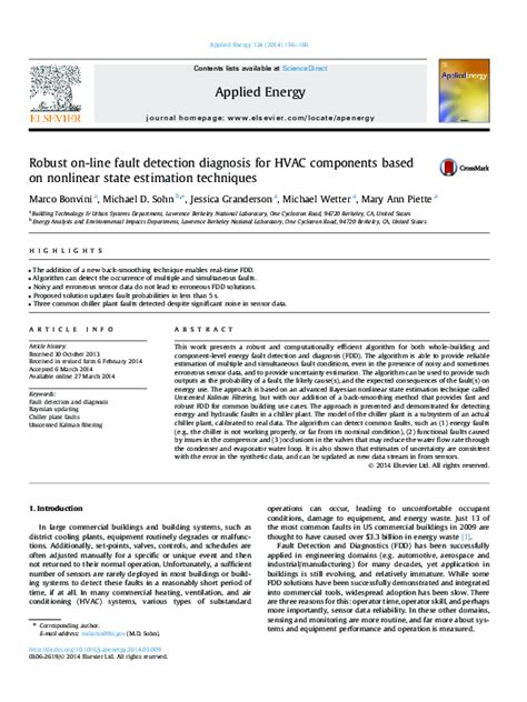 robust on line fault detection diagnosis for hvac components based on