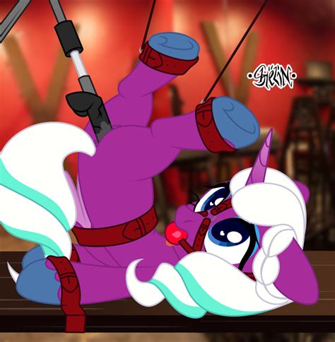 rule 34 1girls alicorn ball gag blue eyes blue eyeshadow bondage