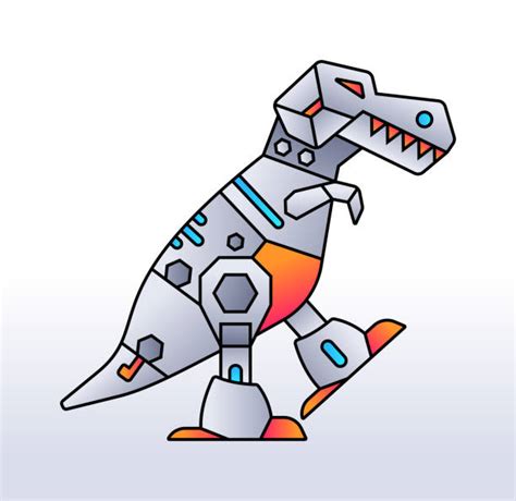 Robot T Rex Drawing Gnome Enterprises Handprinted T Shirts For Men