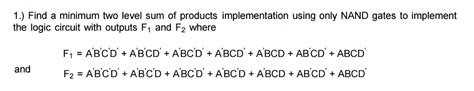Solved Find A Minimum Two Level Sum Of Products