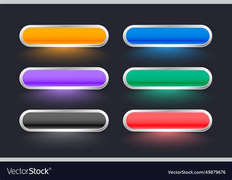 set of six colorful web button sign with empty vector image