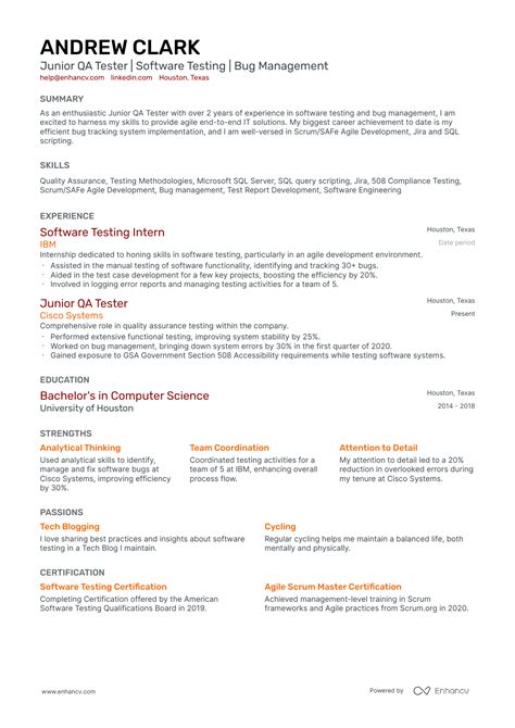 10 Junior QA Tester Resume Examples Guide For 2025
