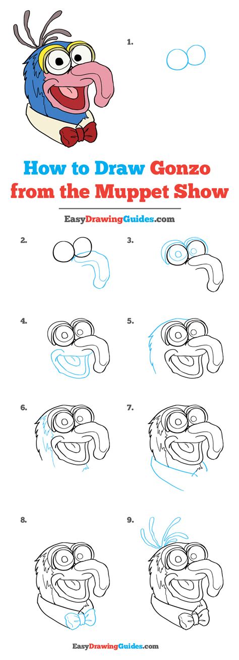 How to Draw Gonzo from the Muppet Show - Really Easy Drawing Tutorial | The muppet show, Muppets ...