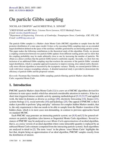 Pdf On Particle Gibbs Sampling