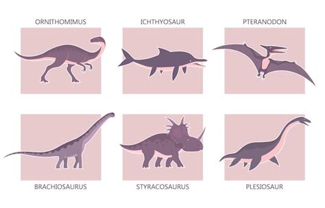 Satz Alter Fleischfressender Und Pflanzenfressender Dinosaurier