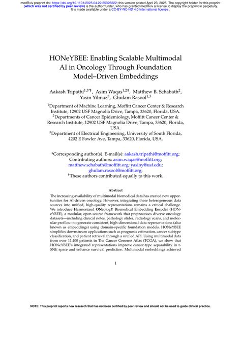 Pdf Honeybee Enabling Scalable Multimodal Ai In Oncology Through Foundation Model Driven