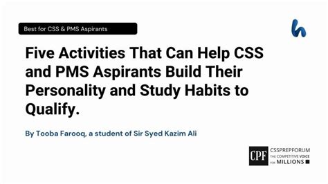 five activities for css and pms aspirants cssprepforum