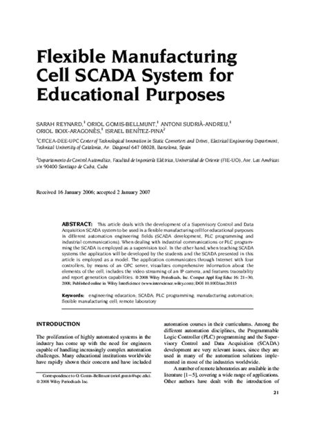 Pdf Flexible Manufacturing Cell Scada System For Educational Purposes