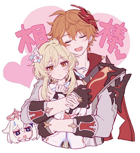 Lumine Tartaglia And Paimon Genshin Impact Drawn By Natsukko Danbooru