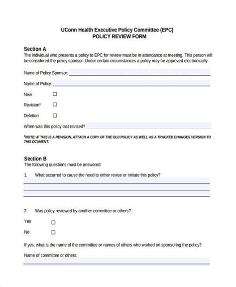 Free 8 Sample Policy Review Forms In Pdf Ms Word