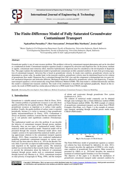 Pdf The Finite Difference Model Of Fully Saturated Groundwater Contaminant Transport