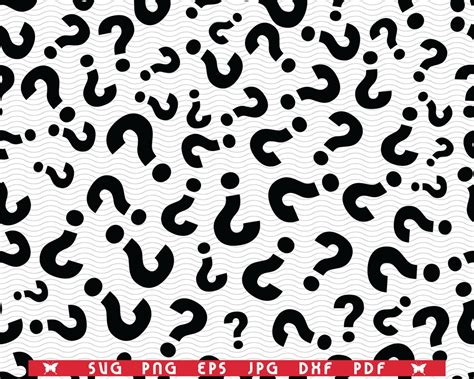 SVG Question Mark Seamless Pattern Digital Clipart Files Eps
