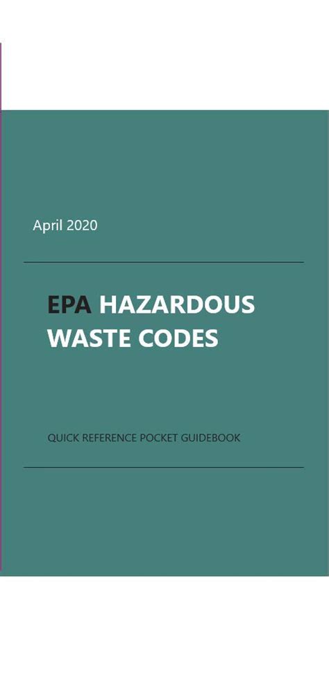 Epa Hazardous Waste Codes Quick Reference Pocket Guidebook