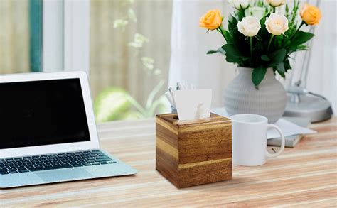 2 Pack Wooden Tissue Box Cover Bulk Square Acacia Wood