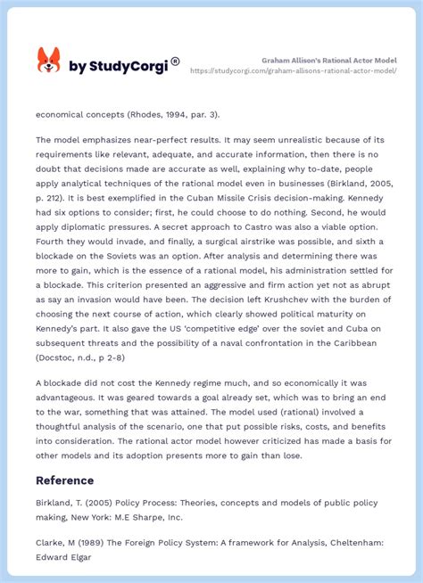 Graham Allisons Rational Actor Model Free Essay Example