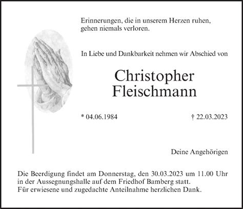 Christopher Fleischmann Traueranzeige Frankende