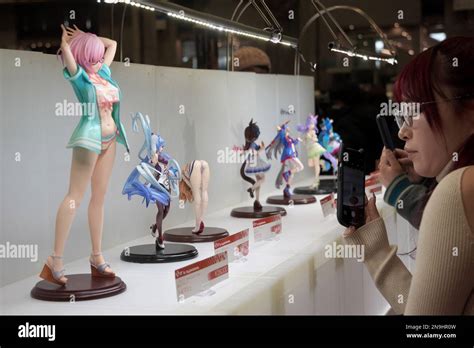 Chiba Japan 12th Feb 2023 Visitor Take Photos Figure Models During