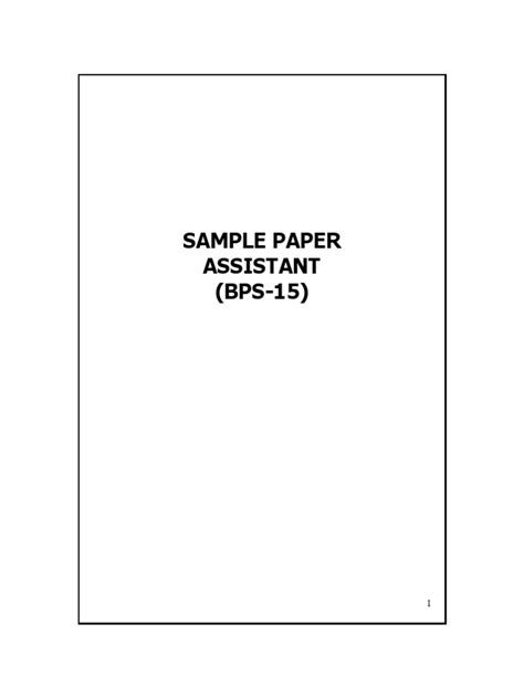 Sample Paper For Bps 15 Assistant Position Pdf