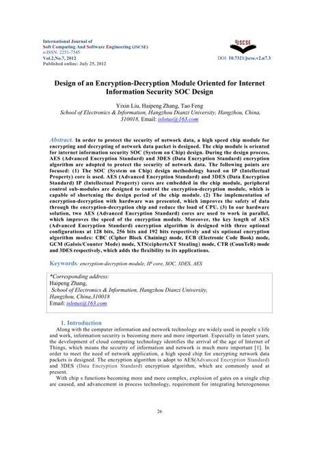 Pdf Design Of An Encryption Decryption Module Oriented For Internet