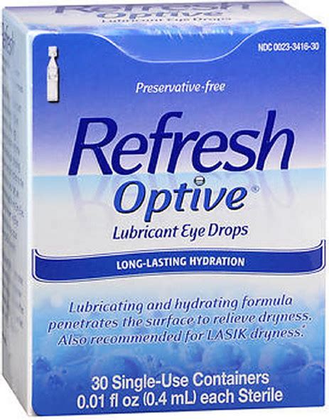 Refresh Optive Advanced Lubricant Eye Drops Single Use Containers 30 Ea
