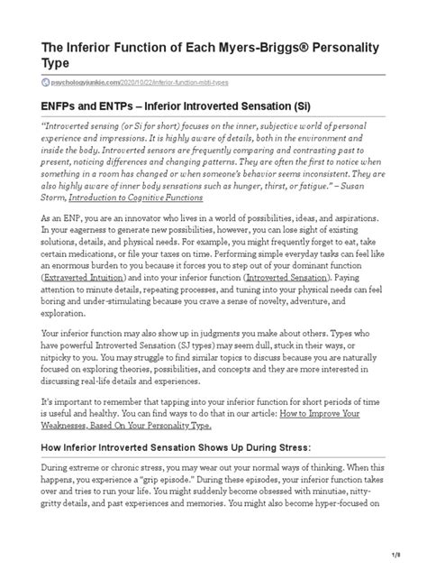 4 The Inferior Function Pdf Personality Type Extraversion And