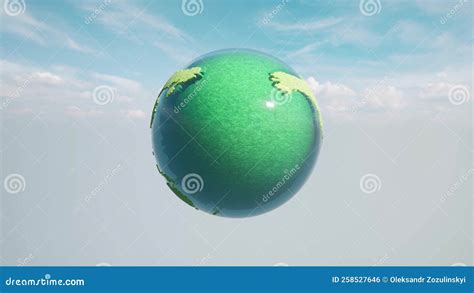 Green World Map Earth Rotate On Cloud Back Environment Nature Blue