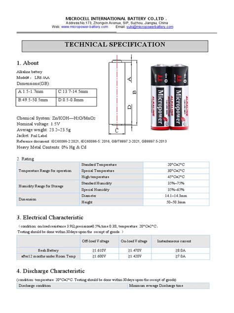 Lr6 Specification 380min Pdf Battery Electricity Energy Storage