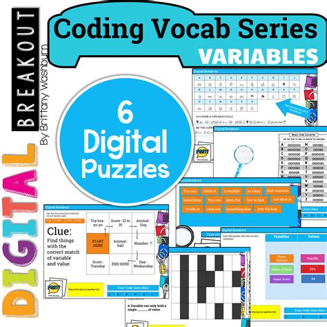 coding vocab digital breakout variables and value