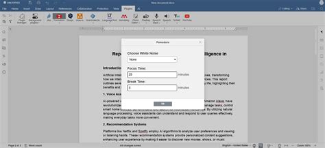 Work On Docs With Breaks Using Pomodoro Plugin In Onlyoffice