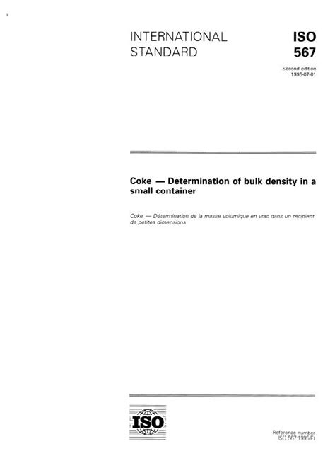 ISO Coke Determination Of Bulk Density In A Small Container