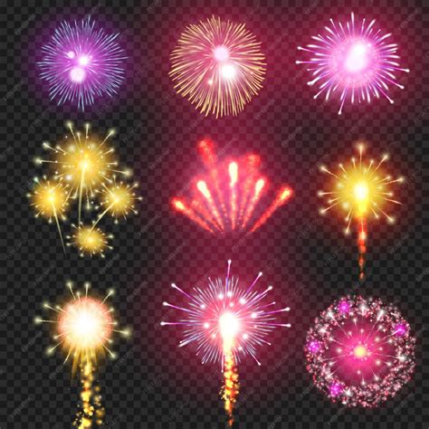 Premium Vector Cracker Firework On Night Sky Illustration